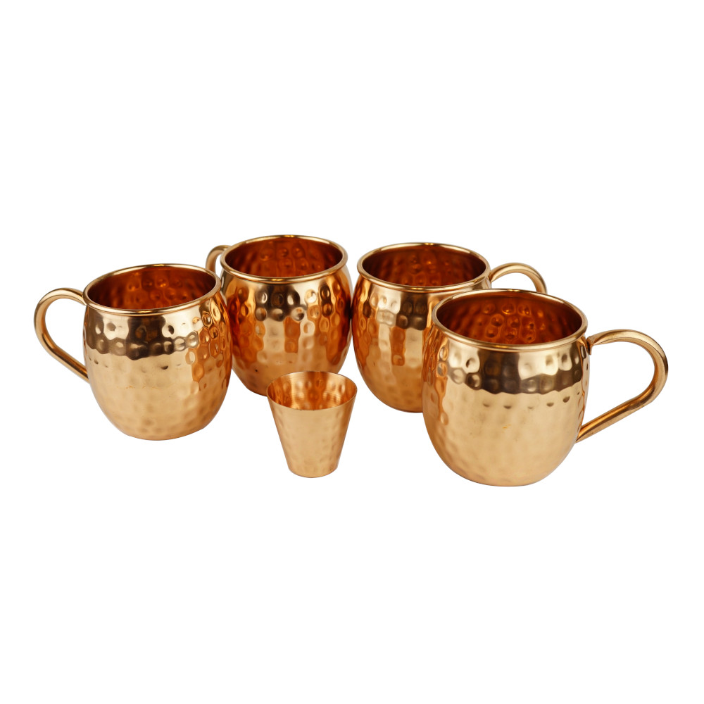 Artigee Moscow Mule Copper Mugs 100% Pure Solid Hammered Red Copper ...